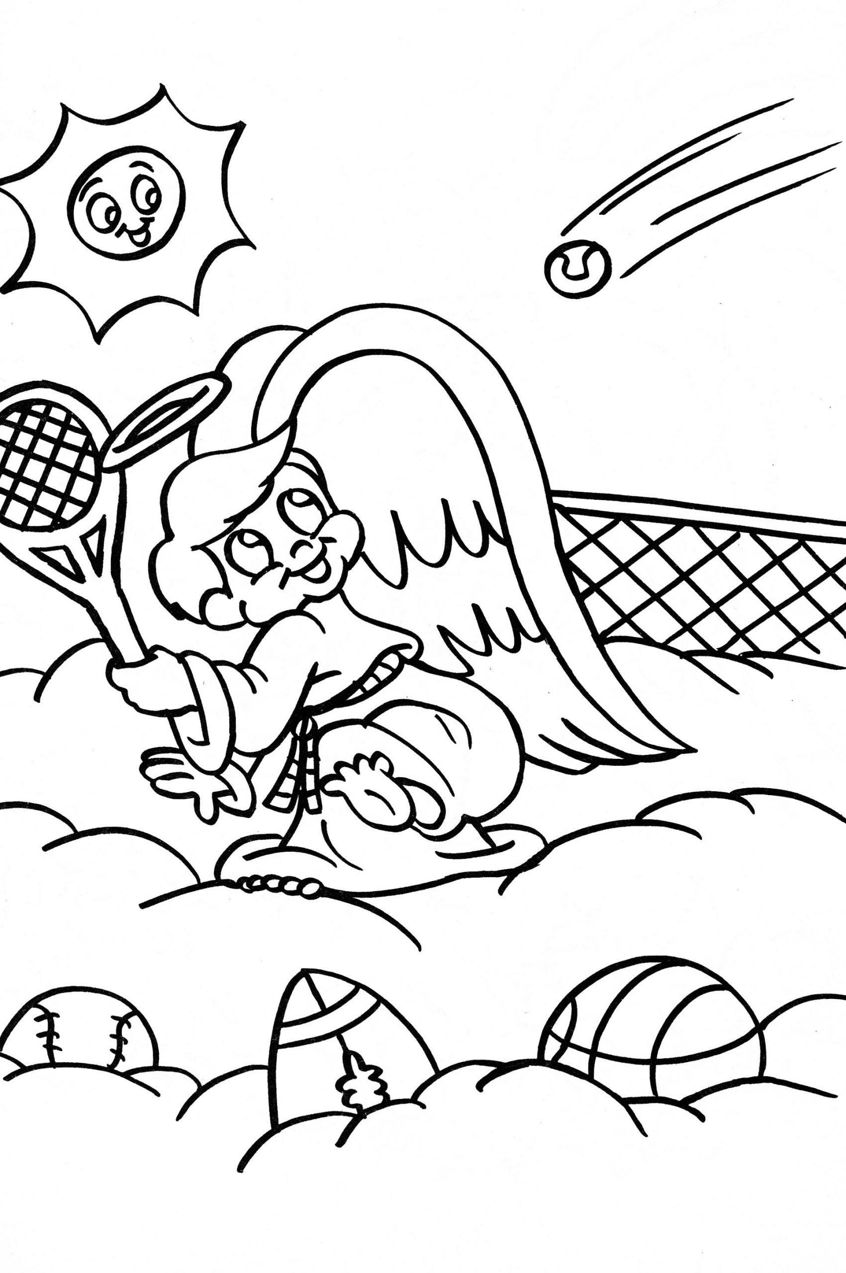 Angel Playing Tennis Boyama Sayfası – Boyama Online
