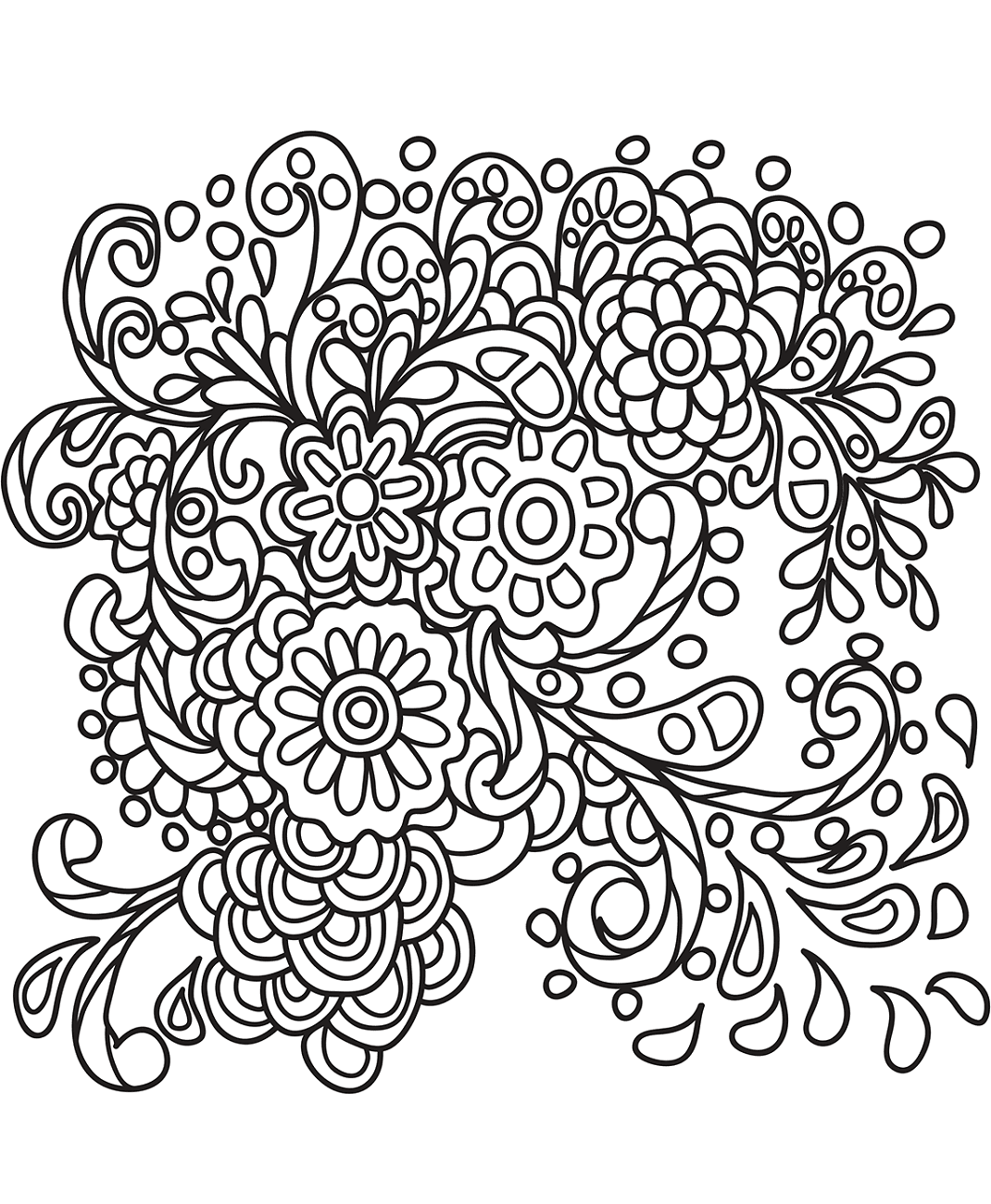 Flowers Doodle Art Boyama Sayfası – Boyama Online