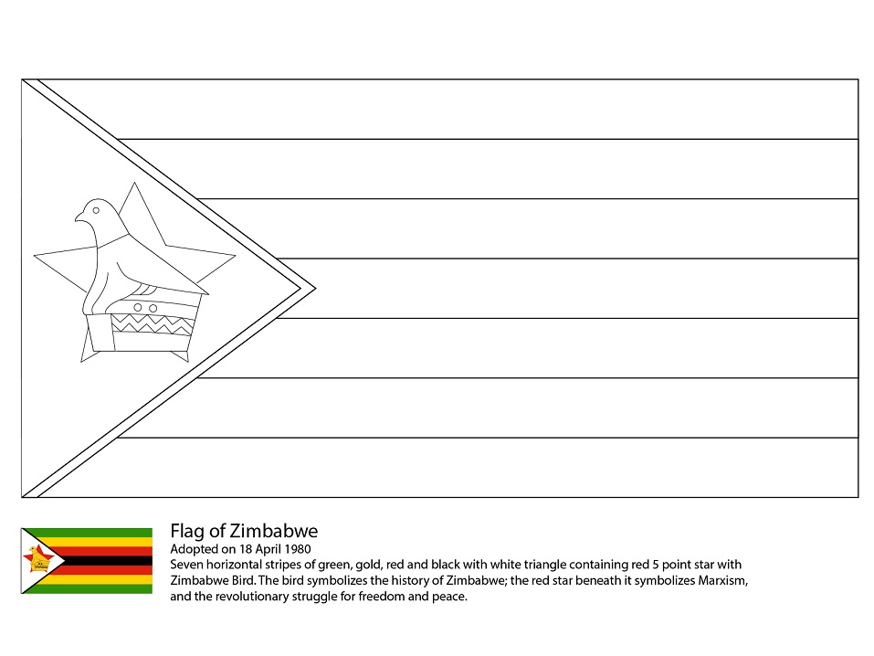Flag of Zimbabwe Boyama Sayfası – Boyama Online