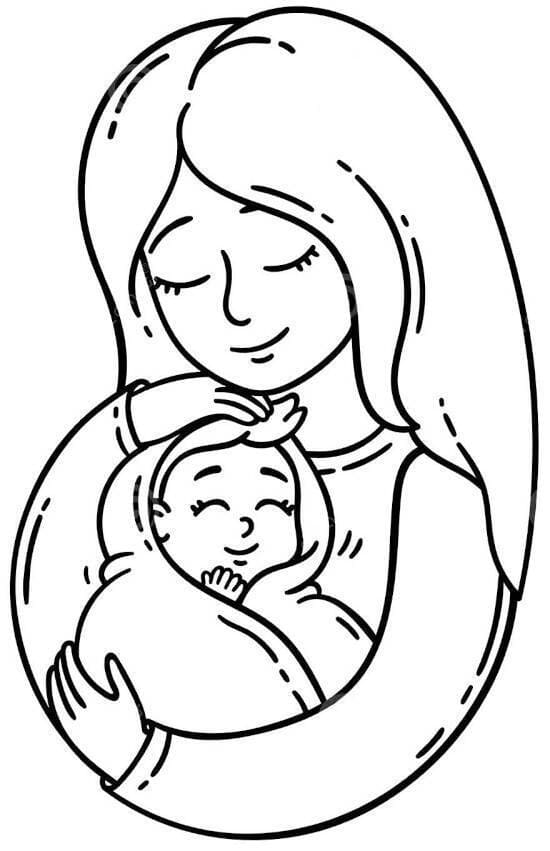 anne bebeği kucaklıyor Boyama Sayfası – Boyama Online