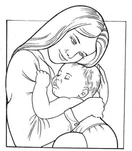 anne bebeği kucaklıyor Boyama Sayfası – Boyama Online
