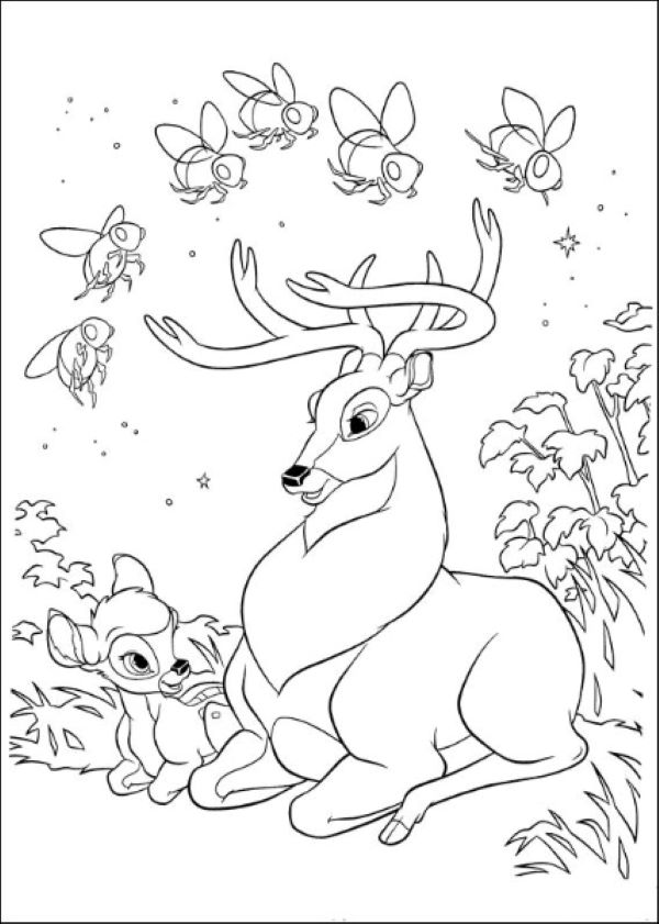Bambi ve Annesi Boyama Sayfası – Boyama Online