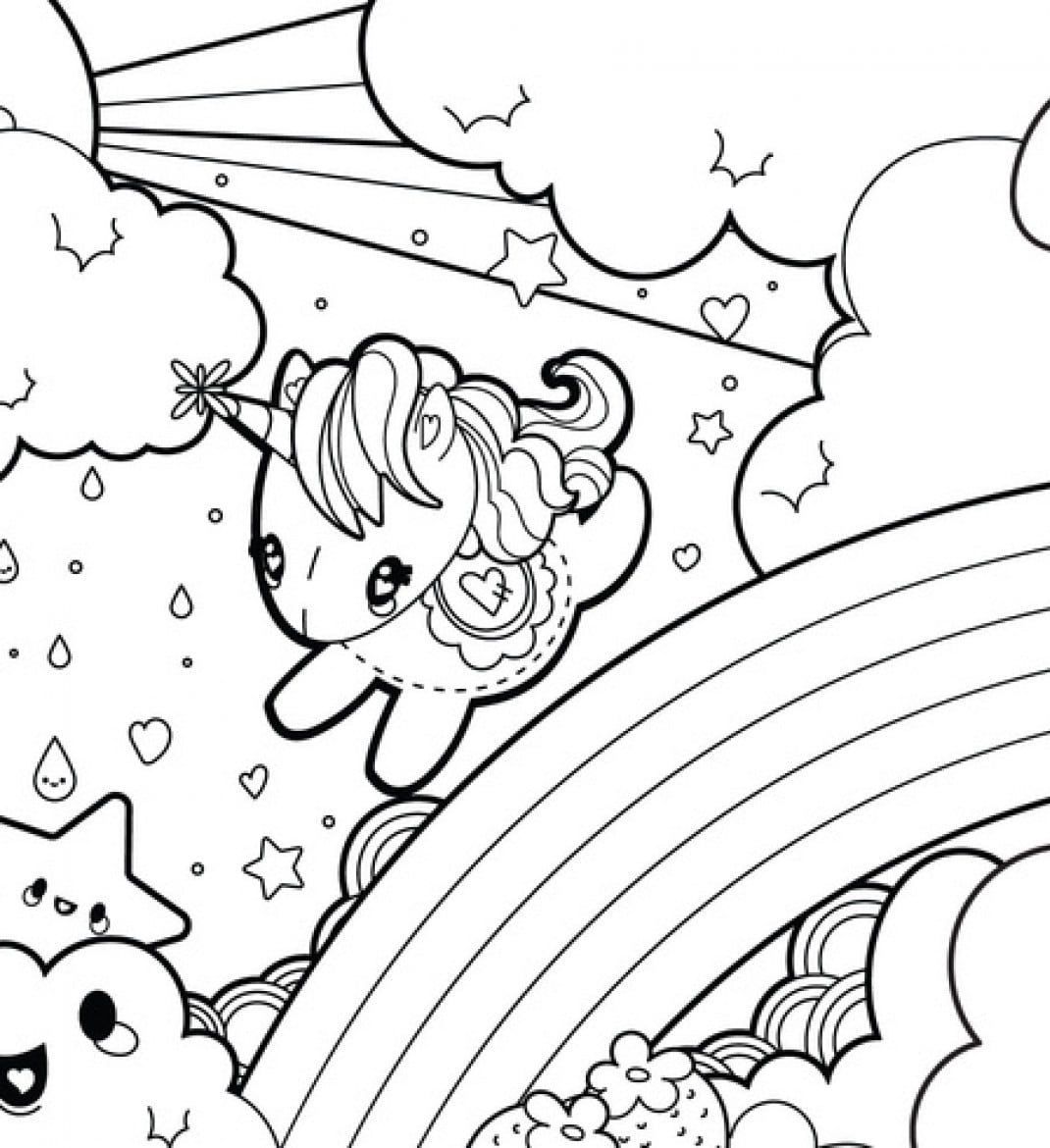 Bebek Unicorn Sihirli Gökyüzünde Boyama Sayfası – Boyama Online