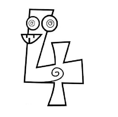 4 Rakamı (Dört) Boyama Sayfaları – Boyama Online