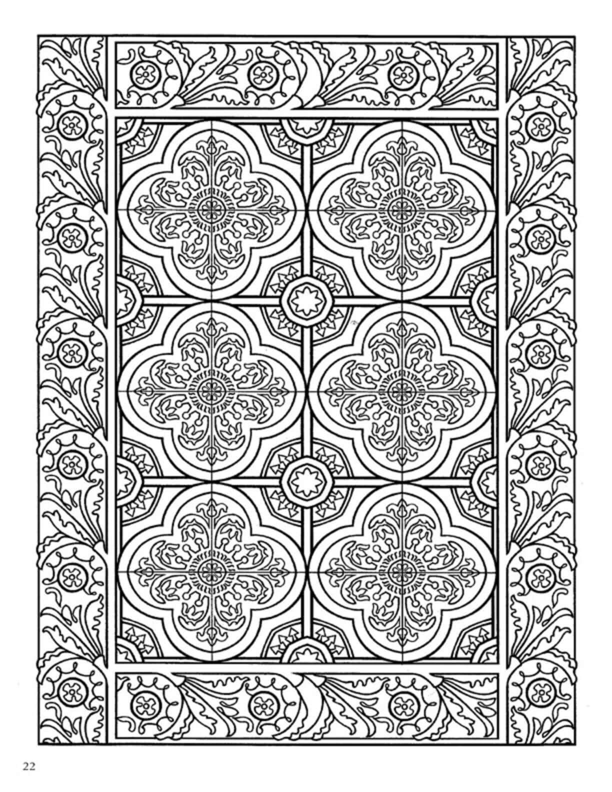 Dover Dekoratif Karo Boyama Sayfası – Boyama Online