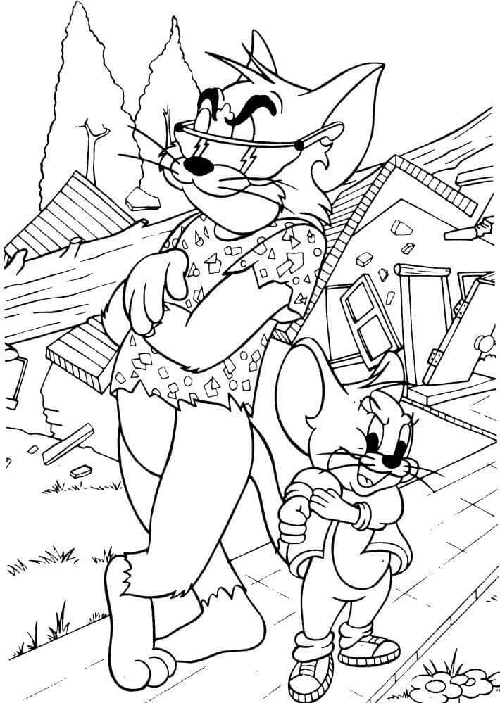 Tom Jerry ve Erişte Yeme Boyama Sayfası – Boyama Online