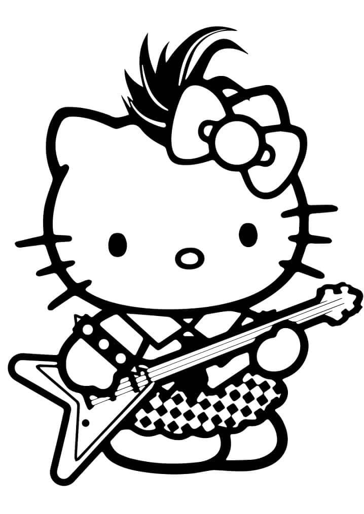Hello Kitty Rockstar Boyama Sayfası – Boyama Online