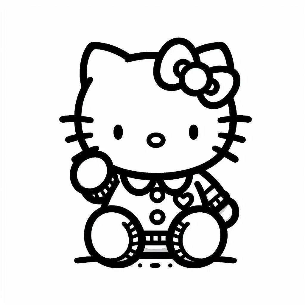 Hello Kitty sevimli oturma Boyama Sayfası – Boyama Online