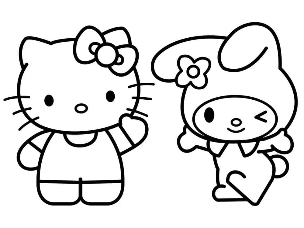 Hello Kitty ve My Melody Boyama Sayfası – Boyama Online