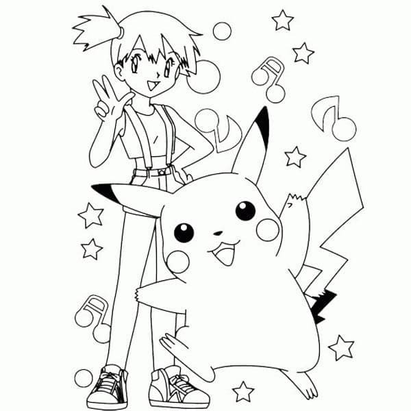 Kasumi ve Pikachu Boyama Sayfası – Boyama Online