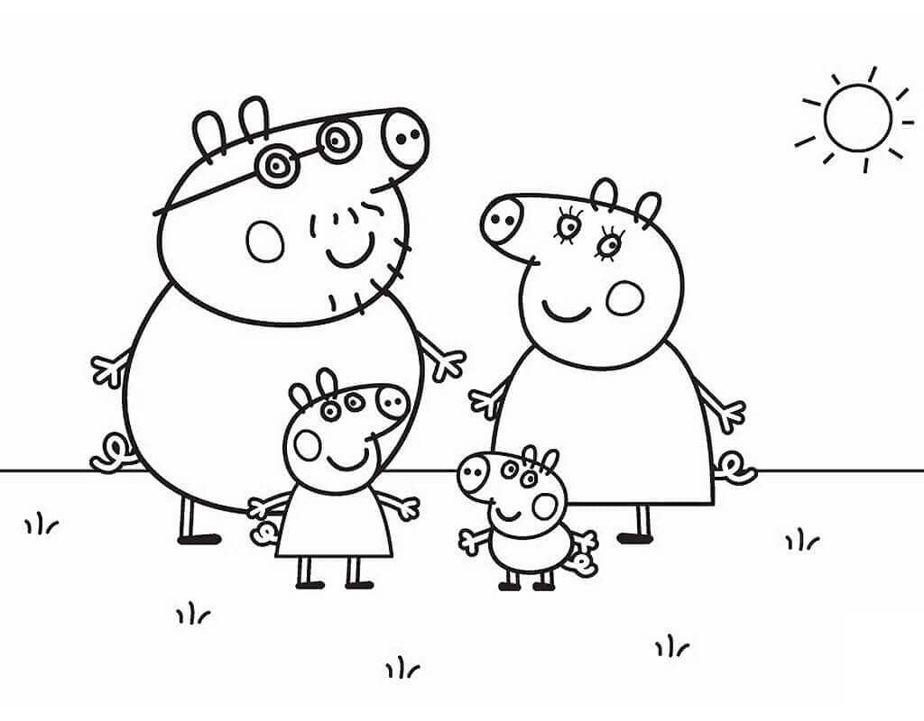 Peppa Domuz Ailesi Boyama Sayfası – Boyama Online