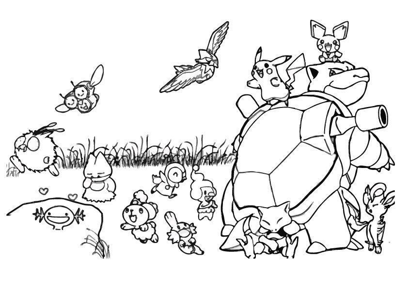 Pikachu ve Blastoise Boyama Sayfası – Boyama Online