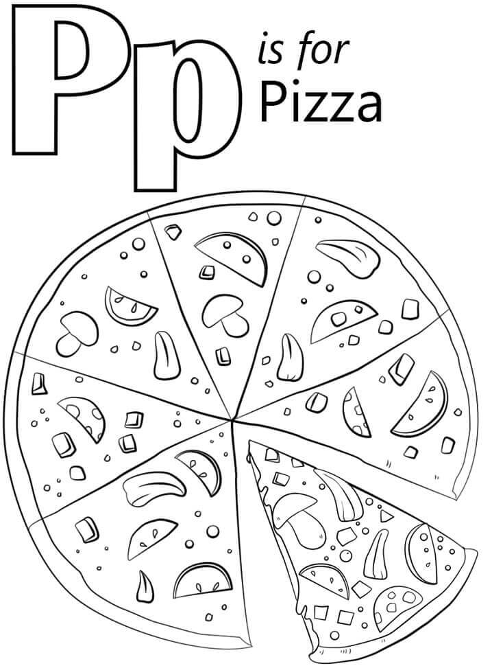 Pizza Harfi P Boyama Sayfası – Boyama Online