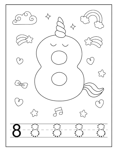 8 Rakamı (Sekiz) Boyama Sayfaları – Boyama Online