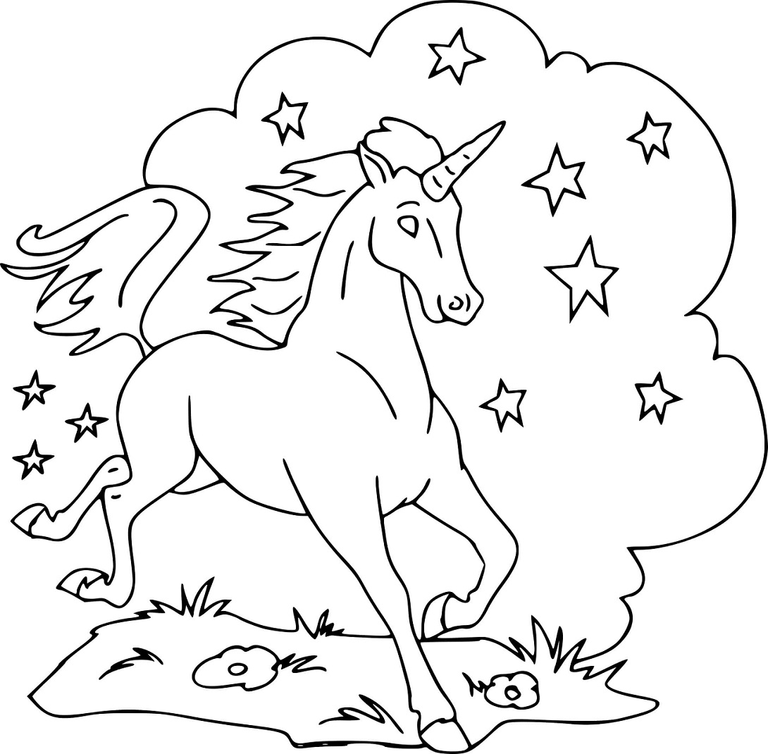 Unicorn Yıldızlı Boyama Sayfası – Boyama Online