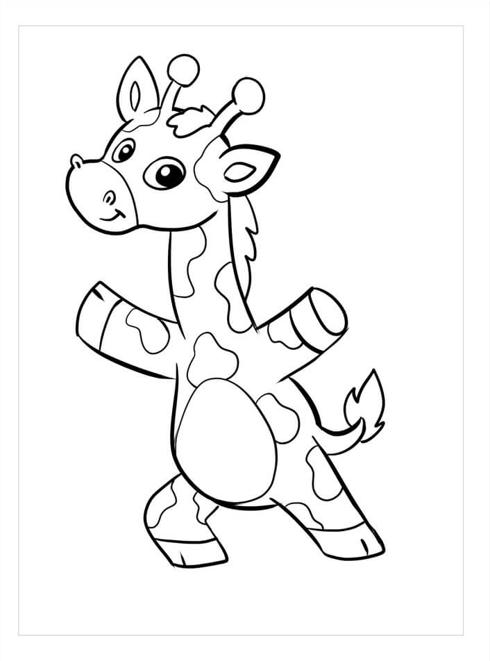 Zürafa Ayakta Boyama Sayfası – Boyama Online